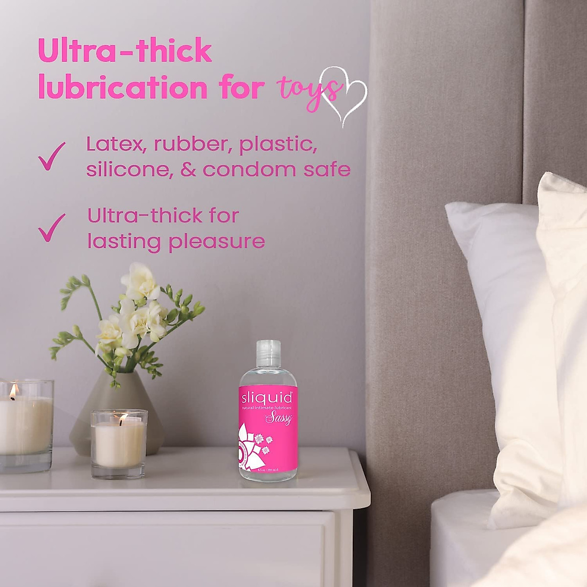 Sliquid Naturals Water-Based Lube for Women/Men/Couples - Sliquid H2O 8.5 Oz and Sliquid Sassy 8.5 Oz Personal Lubricant Set, Non-Staining, Unscented, Unflavored (2 Piece Set)