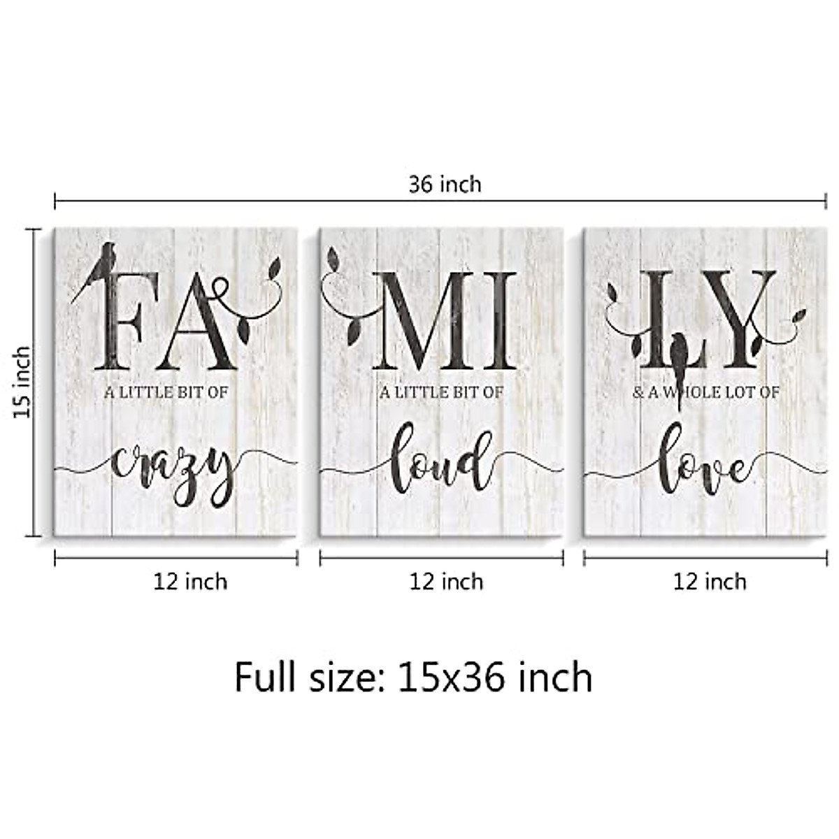 ARTINME Decorative Farmhouse Home Wall Decor Set of 3 - Rustic Family Signs Wall Art with Frames for Bedroom, Living Room, Home Wall Decor (12"x15",Set of 3)