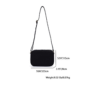 YONBEN Square Crossbody Bag with Adjustable Length Women Cotton Canvas Casual Shoulder Work Bag (Black)