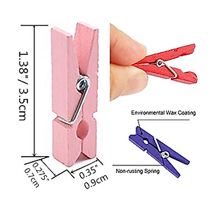 DurReus Tiny Clothes Pins Colorful Hang Up Photographs Drawings Party Clips Decor Baby Shower Game with Twine Pack 50 Pink