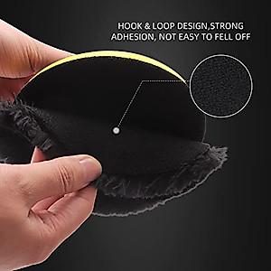 Wool Polishing Buffing Pad, SPTA 6 Pcs 6 Inch 150mm Polishing Buffing Wheel for Drill Buffer Attachment with 5/8"-11 Drill Adapter Compound Cutting & Polishing for Car Polisher