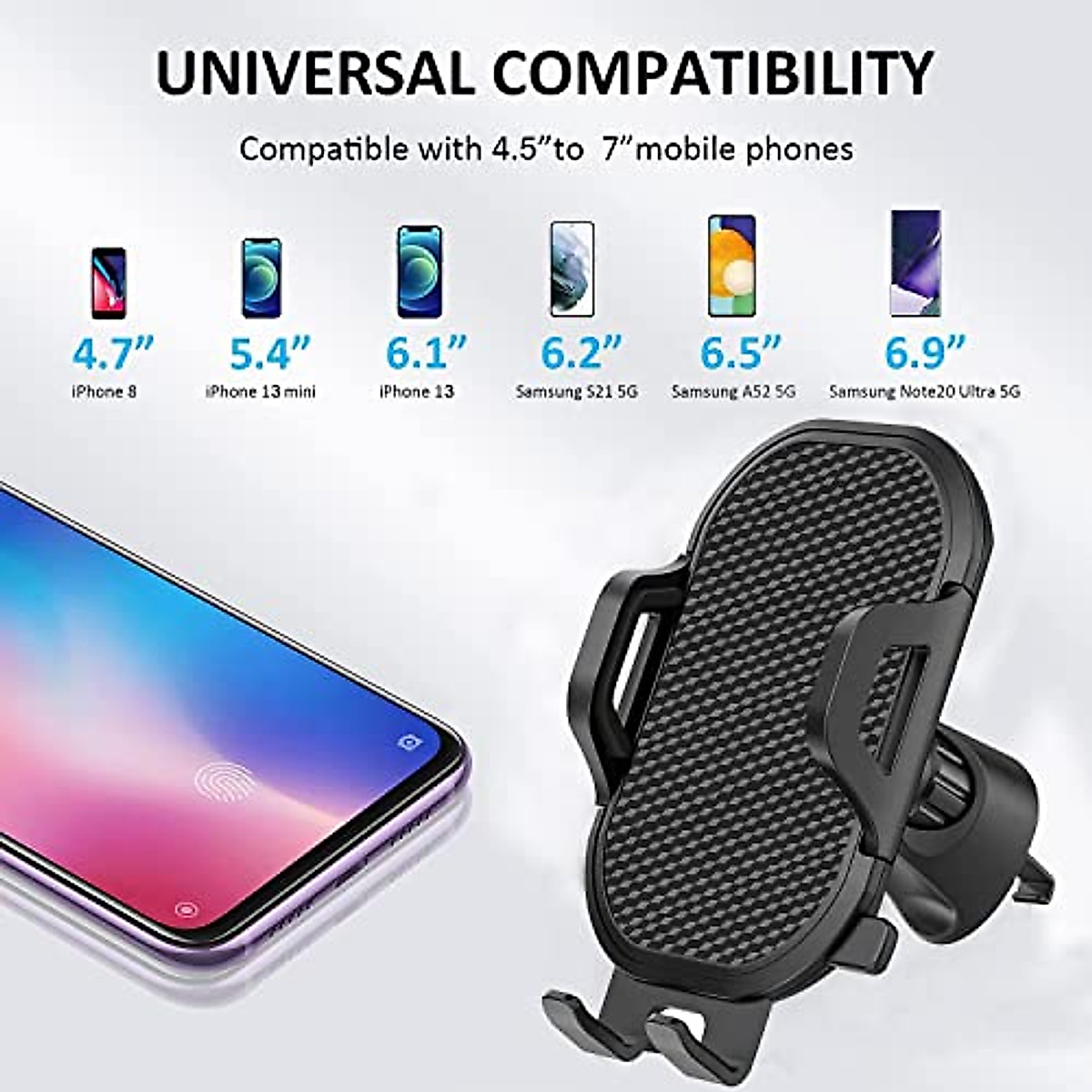 Car Phone Mount Holder Dashboard/Air Vent/Windshield for Samsung Galaxy A14 S22 S23 Plus Ultra A23 A13 A03S A01 A42 A53 5G iPhone 13 14 Pro Max 12 Oneplus 9 8T/Nord N10 N100,3 in 1 Cell Phone Cradle