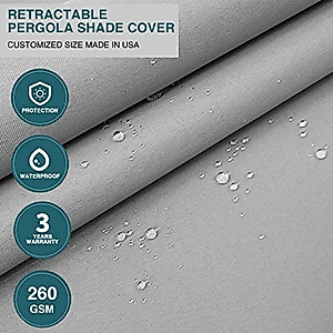 ECOOPTS 3'x16' Retractable Water-Resistant Wave Sun Shade Canopy Pergola Cover Shade Sail Awning for Outdoor Patio Porch Garden Deck Backyard (Light Grey)