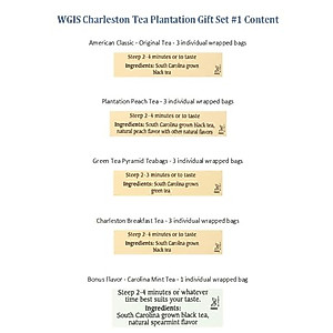 Tea Sampler Gift Set Featuring Charleston Tea Plantation Tea Bags - WGIS Gift Box Set #1 With Bonus Flavor Bag