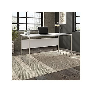 Bush Business Furniture Hybrid Computer Table Desk with Metal Legs, 60W x 30D, White