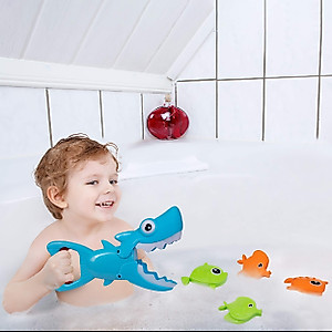 Hoovy Bath Toys Fun Baby Bathtub Toy Shark Bath Toy for Toddlers Boys & Girls Shark Grabber with 4 Toy Fish Included (Shark Grabber)