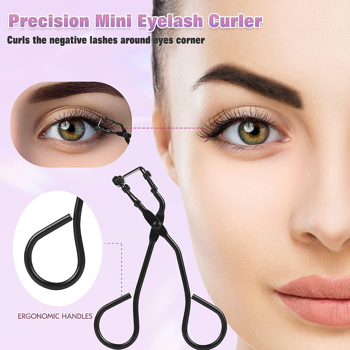 Eyelash Curler Eye Brow Kit, MODUSKYE 7 in 1 Eyelashes Curler with Replacement Refill Pads for Women, Partial Lash Curler Eyes Makeup Tools Long-Lasting Natural Lashes