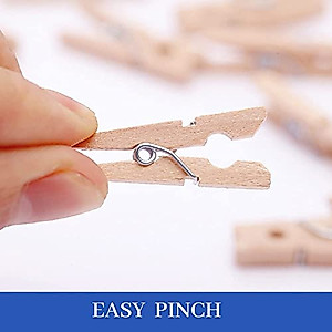 Mini Clothes Pins for Photo,Natural Birchwood, Strong Grip Tiny Clothespins,180 Pack 1 Inch Durable Wooden Small Clothes Pins,Mini Clothes Pins for Crafts, Photos,Little Baby Shower