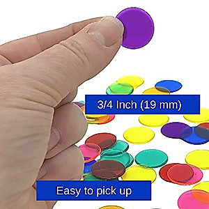 MR CHIPS Plastic Bingo Chips for Games 300 Count Bag - Solid and Transparent Colors Counting Red 3/4 Inch