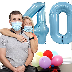 ESHILP 40 Inch Number Balloon Foil Balloon Number 36 Jumbo Giant Balloon Number 36 Balloon for 36th Birthday Party Decoration Wedding Anniversary Graduation Celebration, Blue 36 Number Balloon