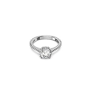 SWAROVSKI Stilla Ring, Clear Stones on a Rhodium Finish Setting, Part of the Stilla Collection, EU Size 52; US Size 6