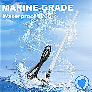 Boat Antennas Waterproof Marine Radio Antenna Car Flexible Rubber Mast FM AM Antenna for ATV UTV RZR SPA Yacht Camper GA057W (White)