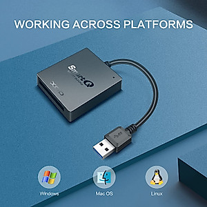 SmartQ C501A XQD Card Reader, Sony XQD Reader Compatible with Sony G/M Series USB Mark XQD Card, Lexar 2933x/1400x USB Mark XQD Card for Windows/Mac OS. USB 3.0 XQD Memory Card Reader (Type A)