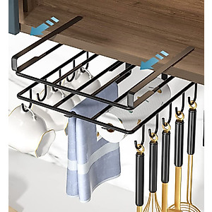 GANKAS Hanging Storage Rack Under The Cabinet Storage Racks Slide-in Rack Organizer Can Hanging Wine Glass, kitchenware, Cutting Board, Pot lid, Kitchen Paper Towels