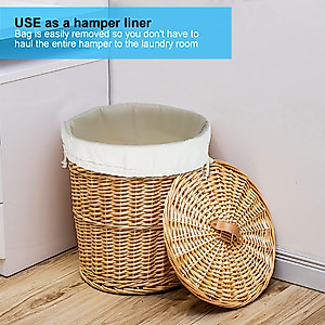 Lujuny 26" x 18" Large Laundry Bag, Cute Canvas Toy Storage Bag with Drawstring, Dust-proof Cotton Reusable Heavy Duty Gift Wrap Holder for Basket Travel (Smile Dog)