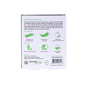 Catcher Labs Moth Traps for Clothes | Moth Traps with Pheromones | 6-Pack Non-Toxic Moth Killer | Spray & Repellent Alternative
