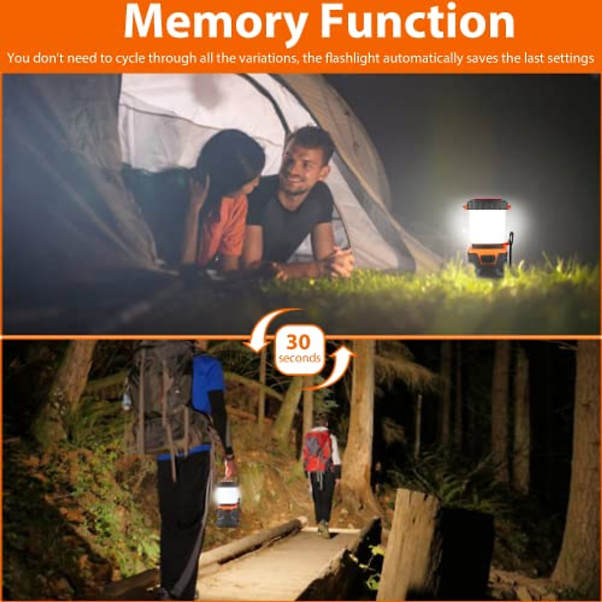 LED Camping Lantern, Rechargeable Flashlights with 3000LM, Dimmable Battery Powered Camping Lights, Daylight Warm Light 8 Modes, 4400mAh Power Bank, Portable Waterproof Tent Light for Hiking, Survival