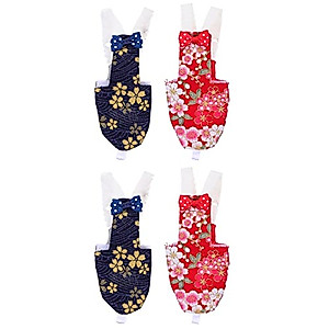 Balacoo 4Pcs Pet Chicken Diaper Floor Printed Chicken Diaper Washable Pet Diaper Fashionable Duck Diaper with Bow Tie for Poultry Goose Duck Hen Chicken