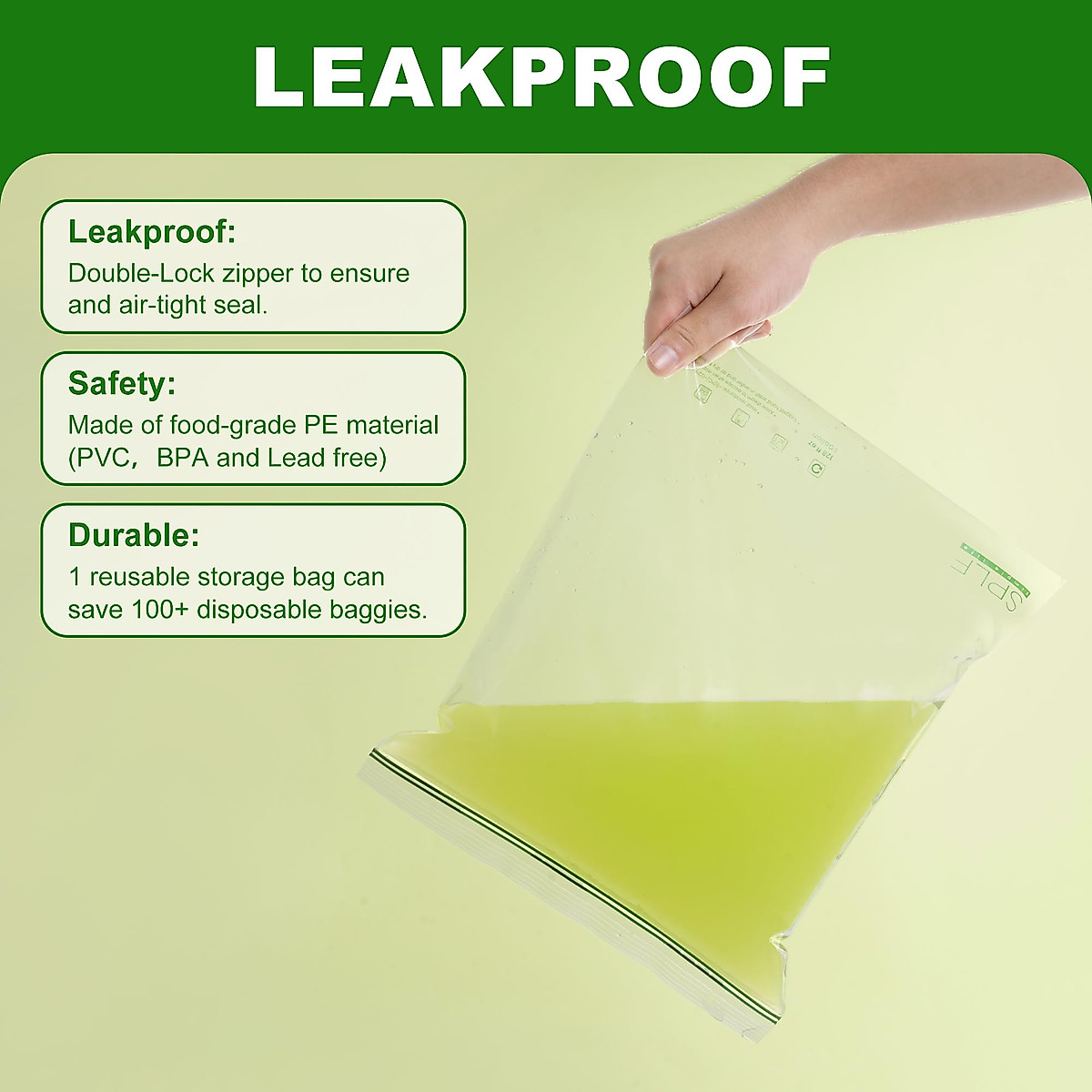 SPLF 15 Pack Reusable Gallon Freezer Bags Dishwasher Microwave Safe, 1 Gallon BPA Free Leakproof Food Storage Bags, Silicone Free Containers for Meal Prep, Fridge Kitchen Organization