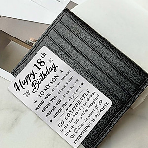 MOQIYXL 18th Birthday Card for Son, 18 Year Old Gifts for Son Engraved Wallet Card