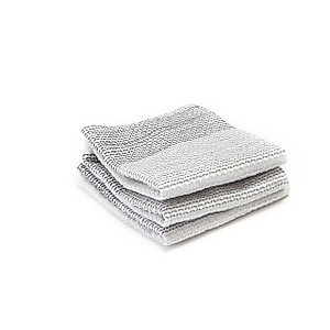 Full Circle Tidy Organic Dish Cloths Set of 3, Grayscale (Pack of 6)