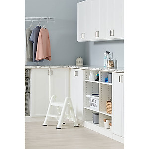 Rubbermaid FG420903WHT EZ Step 2 Step Folding Plastic Ladder Step Stool with Skid Resistant Foot Pads, White (3 Pack)