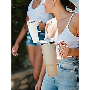 UnowYi 40 oz Tumbler With Handle and Straw Lid, Stainless Steel Vacuum Insulated Tumbler, Travel Mug Straw Covers Cup for Water, Iced Tea or Coffee, Smoothie, Gifts for Women Men