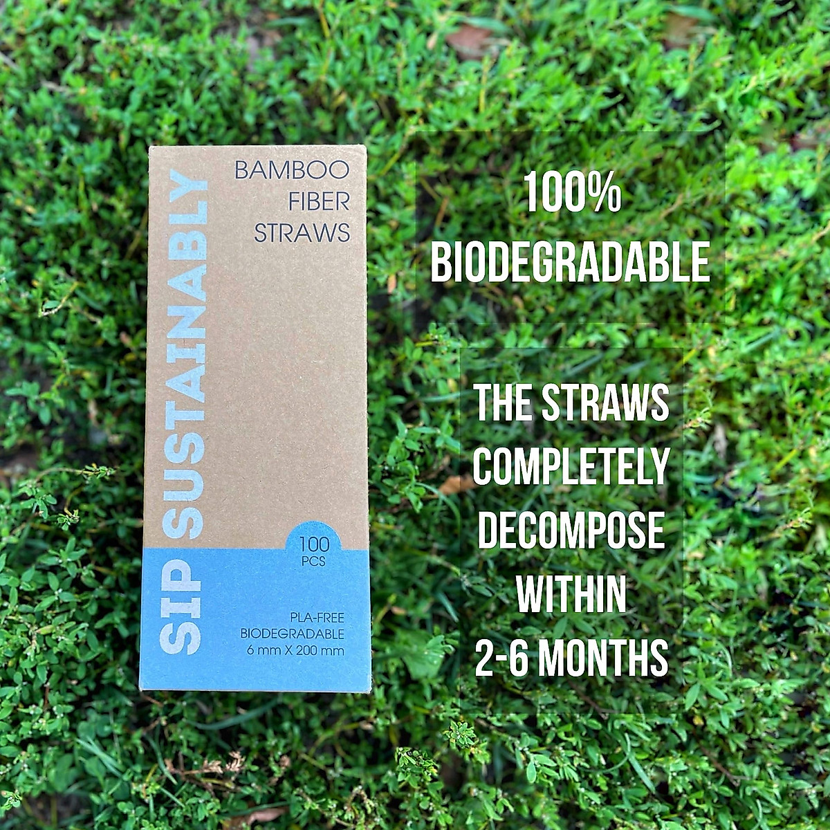 Tangan Bamboo Fiber Straws 100 PCS 7.8” | Biodegradable Eco-Friendly Compostable Disposable Drinking Straws | For Hot & Cold Drinks | BPA-free
