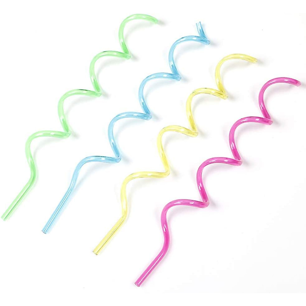 Reusable Drinking Straws, Dfinego Drink Straws Curly Loop Colored Plastic Straws for Fruit Juice, Novelty Party Favors Supplies - Random