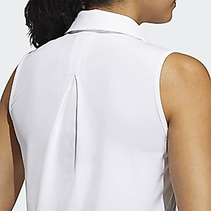 adidas Golf Women's Ultimate365 Primegreen Sleeveless Polo Shirt, White, Extra Large