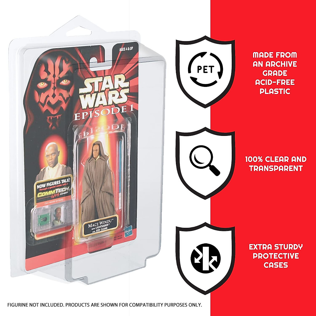 EVORETRO Action Figure Display Case for Kenner, Super7 Reaction Figures, 3.75 in Carded Toy Figures Such as Star Wars, Marvel Legends, Motu, GI Joe, Durable Plastic Retro Blister Protective Cases