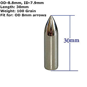 JJZS 12pcs Glue on Field Points 11/32 Wood Arrow Points Glue on Arrow Tips for Wooden Arrows Wooden Shaft Arrow Tips for Archery Target Practice