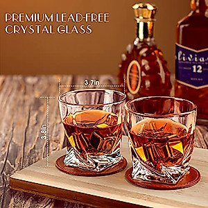 Whiskey Gifts for Men Dad, Whiskey Set with Leather Box, 6 Whiskey Stones, 10 OZ Whiskey Glass, Whiskey Stones Gift Set for Men, Husband, Boyfriend, Birthday, Anniversary, Father's Day or Christmas