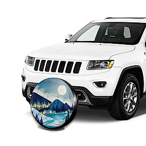 Blue Gold Spare Tire Cover Mountain Tree Star Waterproof Dust-Proof Universal Spare Wheel Tire Covers 15 Inch Fit for RV Travel Trailer Jeep SUV Truck Rav4 Campers Motorhome Rvs Camper Accessories