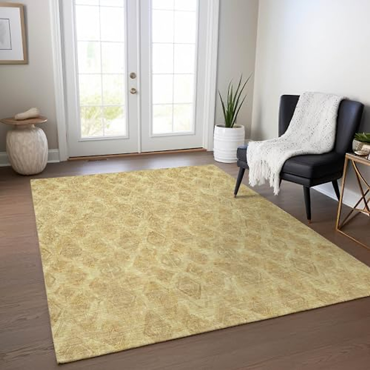 Addison Rugs Chantille ACN622 Gold 3' x 5' Indoor Outdoor Area Rug, Easy Clean, Machine Washable, Non Shedding, Bedroom, Living Room, Dining Room, Kitchen, Patio Rug