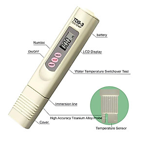 TDS Meter, Water Quality Tester Filter Pen, Accuracy Testing Water Quality for Drinking Water Purity Test, Swimming Pools, Aquariums, Etc.