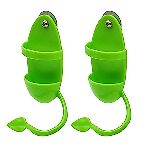 PAULOZYN 2PCS Bird Cuttlebone Stand Holder Feeding Cup Rack Birdcage Accessories with Perches Supplies Fruit Vegetable Storage for Budgies Parakeet Cockatiel Conure Lovebird Finches, Green