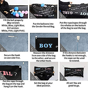 FUKUGAWA Gender Reveal Party Decoration | Boy and Girl Gender Reveal Drop Box | Blue and Pink 6 Inch Colorful Balloons with 48" Gender Reveal Drop Bag (57 Pcs)