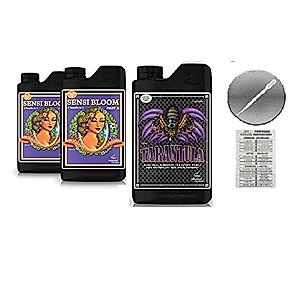 Advanced Nutrients Sensi Bloom A and B 4 Liter with Tarantula 1 Liter Bundle with Conversion Chart and 3mL Pipette