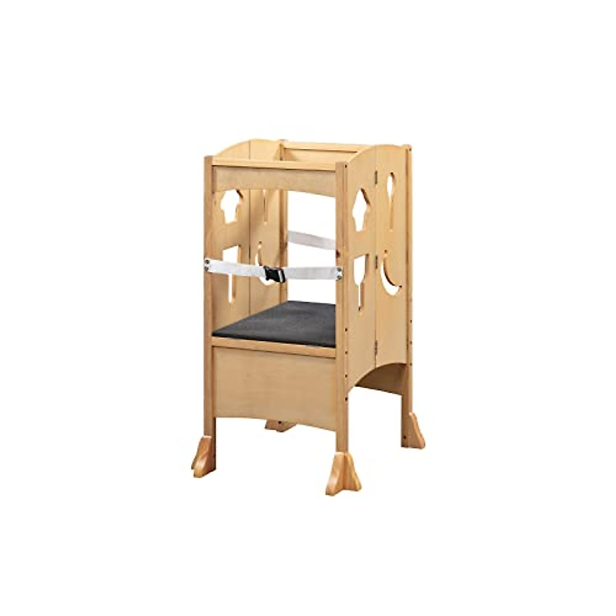 Naomi Home Kids I'm a Big Helper, Kitchen Step Stool for Toddlers with Safety Rail, Children Standing Tower for Learning Little Helper, Solid Wooden Counter Stool for Kids Natural