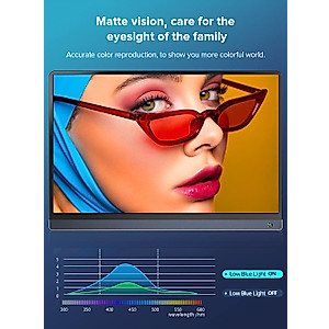 Newsoul Toucscreen Portable Monitor with Battery, 15.6'' IPS HDR FHD Matte Screen Eye Care, Aluminum Alloy,Narrow Bezel,10-Point Capacitive Touch,Built-in 10800mAh Battery,Quad Speaker,Smart Case