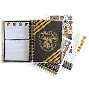 Paper House Productions Harry Potter 12 Month Undated 7.5" Planner with Month and Event Flag Stickers - Hogwarts Founders Crest