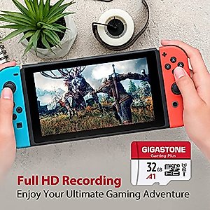 [Gigastone] Micro SD Card 32GB, Gaming Plus, MicroSDHC Memory Card for Nintendo-Switch, Smartpone, Roku, Full HD Video Recording, UHS-I U1 A1 Class 10, up to 90MB/s, with MicroSD to SD Adapter