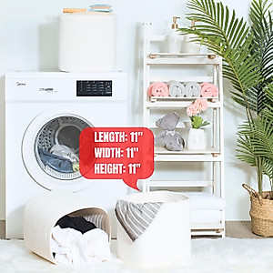 MINTWOOD Design 3-Pack 11x11 Inch Cube Storage Bin, Woven Storage Cube Organizer, Closet Organizer, Cute Square Storage Bins, Decorative Classroom Bathroom Pantry and Shelf Baskets, Creamy White