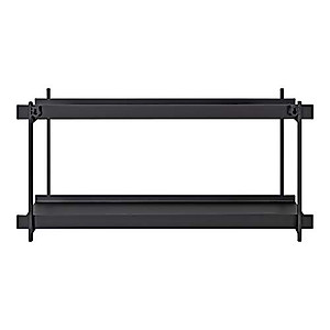 Kate and Laurel Dominic Modern Metal Shelf, 28 x 7 x 14.5, Black, Sleek 2-Tier Floating Book Shelves for Wall