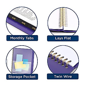 AT-A-GLANCE 2024 Monthly Planner, 9” x 11”, Large, Monthly Tabs, Pocket, Faux Leather, Contemporary, Purple (70250X1424)