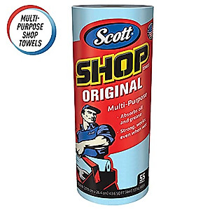 75130 Scott Single Rolls Blue Shop Towels Disposable 55 Sheets Pack 110 Total Paper Towels (2 PACK BUNDLE) Professional DIY Oil Absorbent Wipes 39.5 Sq Feet a Roll