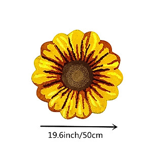 Sunflower Carpet Large Round Sunflower Bedroom Rug Non Slip Rustic Sunflower Bathroom Mat Handmade Area Rug Floor Mat for Home Office(Yellow)