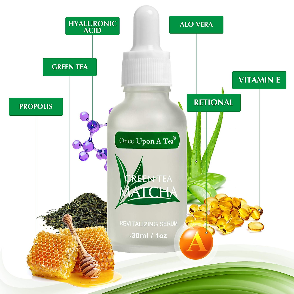 Green Tea Matcha Revitalizing Serum, For Face, Neck & Decollete, Antioxidant Facial Treatment, Smoothes Fine Lines & Wrinkles, Hydrates & Plumps Skin, Acnу Treatment and Dark Corrector