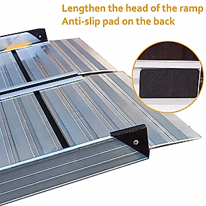 Threshold Ramp, Curb ramp Door Ramp, Portable Ways Ramps, Stairs Wheelchair Threshold Ramps, 5.5ft/6.5ft Long Foldable Aluminum Home Doorways Steps, Extra Wide Loading 300kg ( Size : 1.98m(6.5ft) )